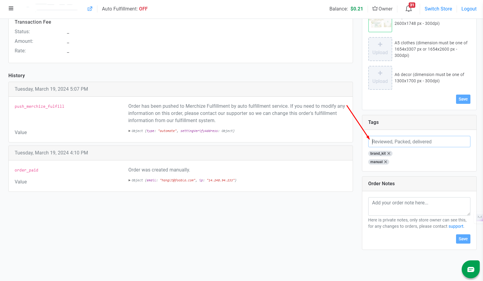 Create a Manual Order in Merchize - Print on Demand & Fulfillment Service